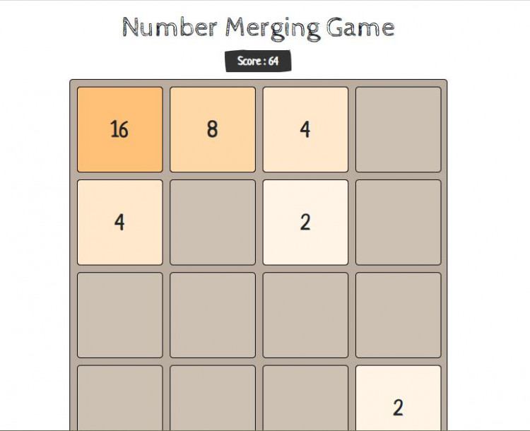 Number Merging Game using JavaScript with Free Source Code | SourceCodester